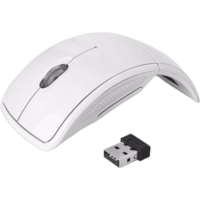 Sanoxy Wireless Foldable Arc Optical Mouse with USB Receiver (White)